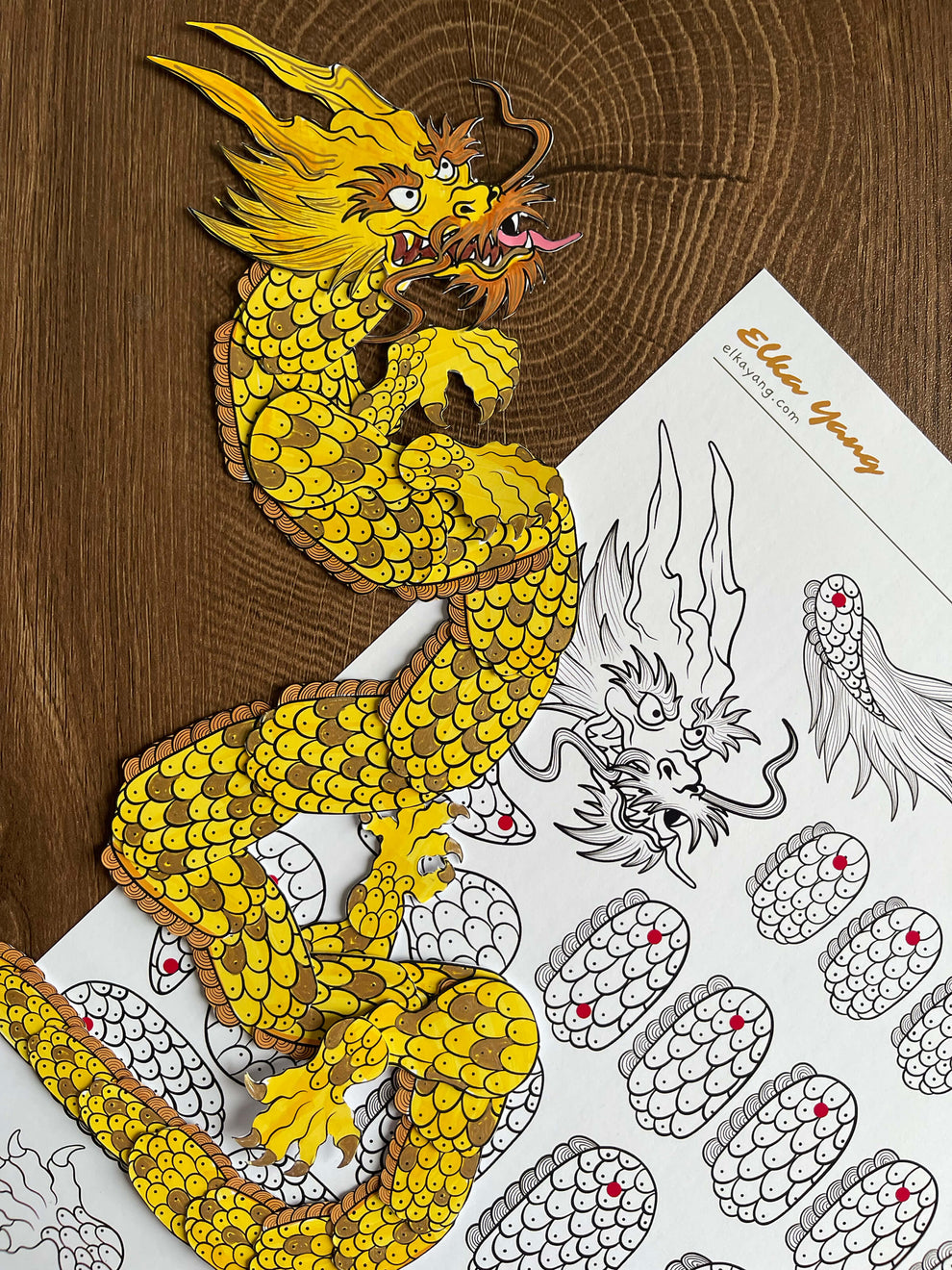 Japanese Dragon Paper Doll | Dragon art | ElkaYang – Elka Yang