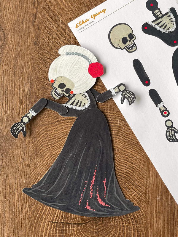 Skeleton Paper Doll | Halloween skeleton ornament, skeleton decor ...